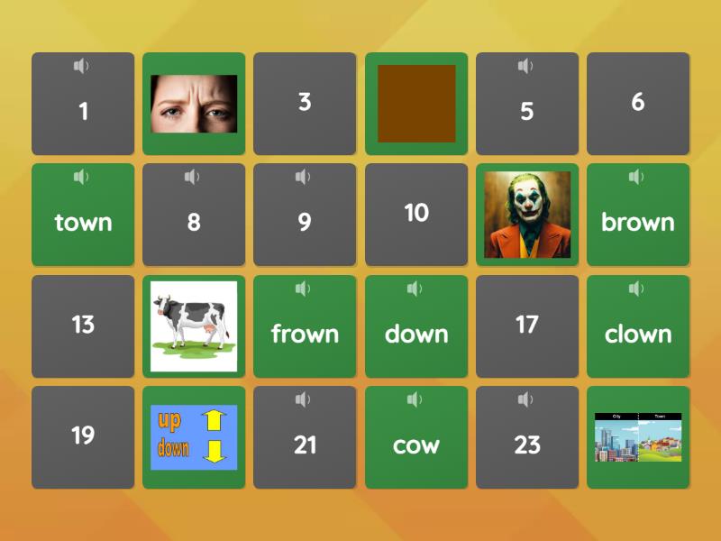 Phonics 19 - ow as in cow - Matching pairs