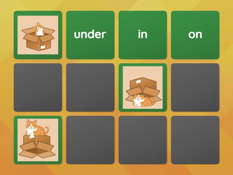 prepositions of place - Matching pairs