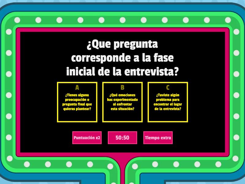 Fases de la entrevista - Gameshow quiz