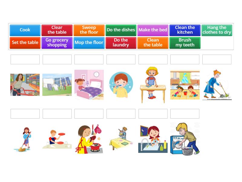 Vocabulary- Activities around the house - Match up