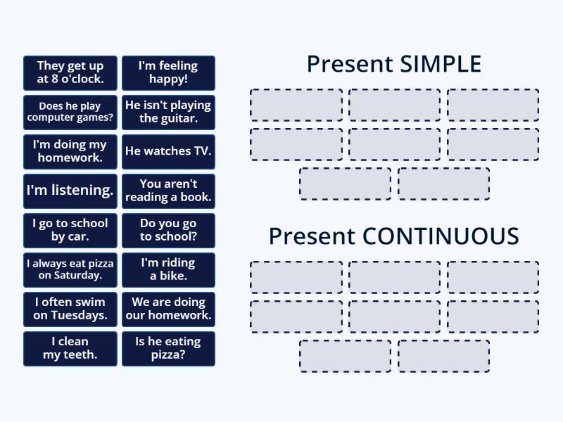 Go getter 4. Unit 0.2. Present Continuous/Present Simple - Group sort