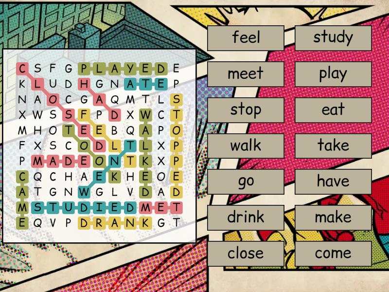 Regular and irregular verbs - Wordsearch