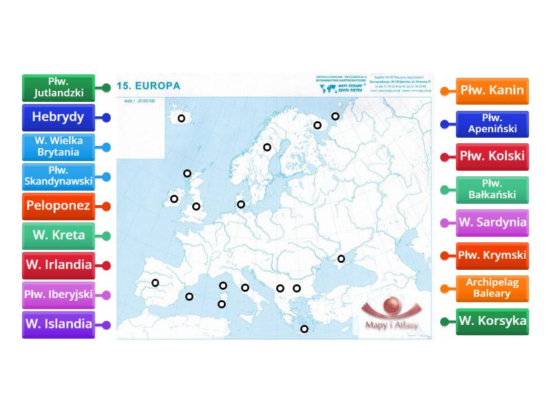 Wyspy polwyspy europa - Labelled diagram
