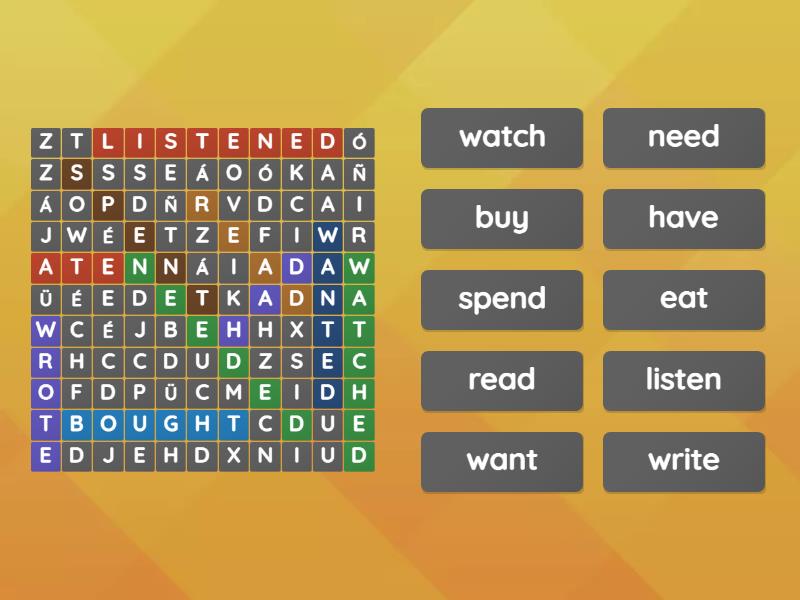 regular and irregular verbs - Wordsearch