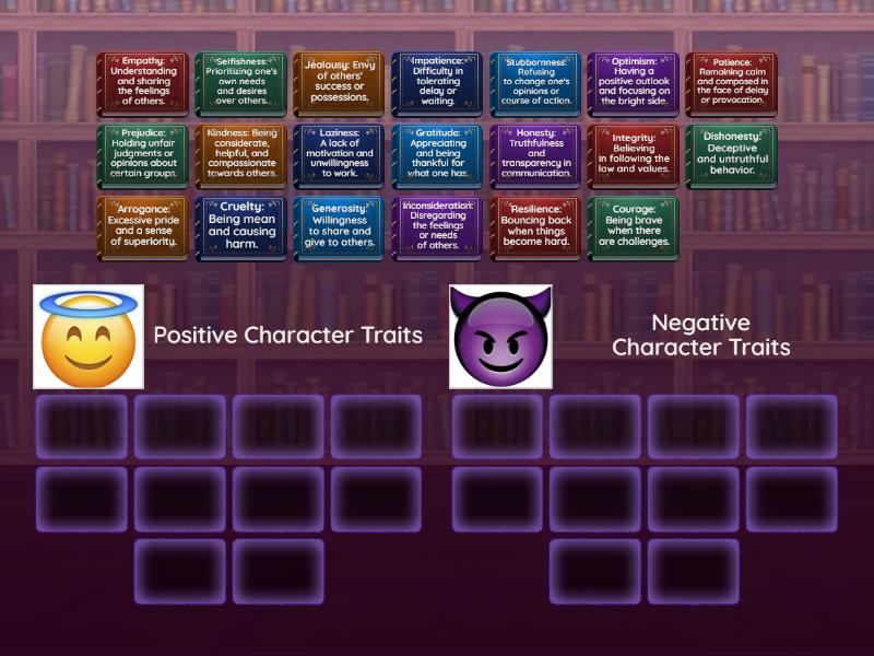 Positive & Negative Character Traits - Group sort Positive & Negative Character Traits - Group sort