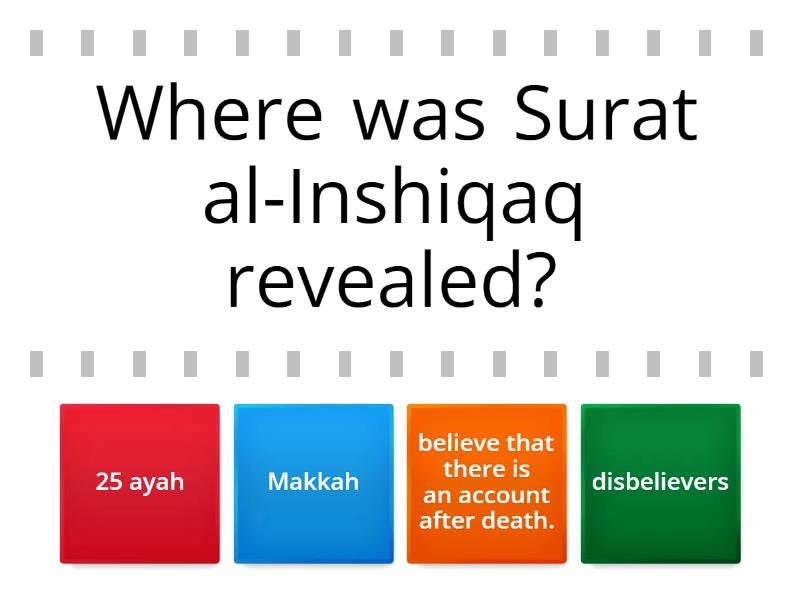 Surah al-Inshiqaq-Pre test - Find the match