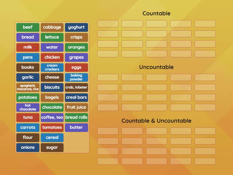 On Screen 1 Unit 8 - Countable/Uncountable - Group sort