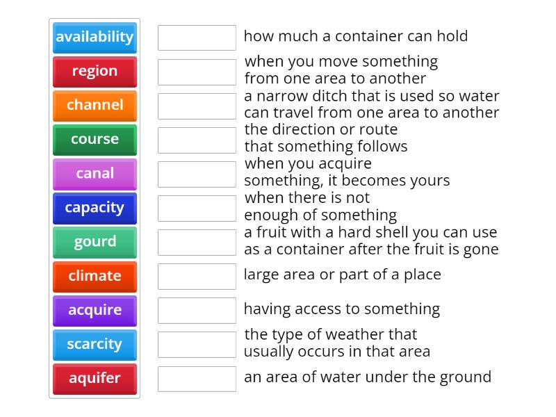 G5.U5.W3 Vocabulary - Match up