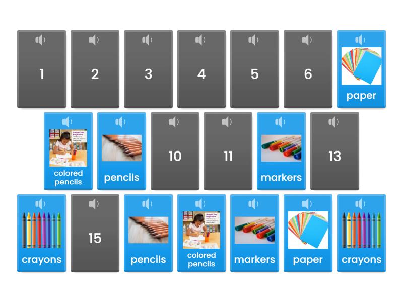 School supplies - Matching pairs