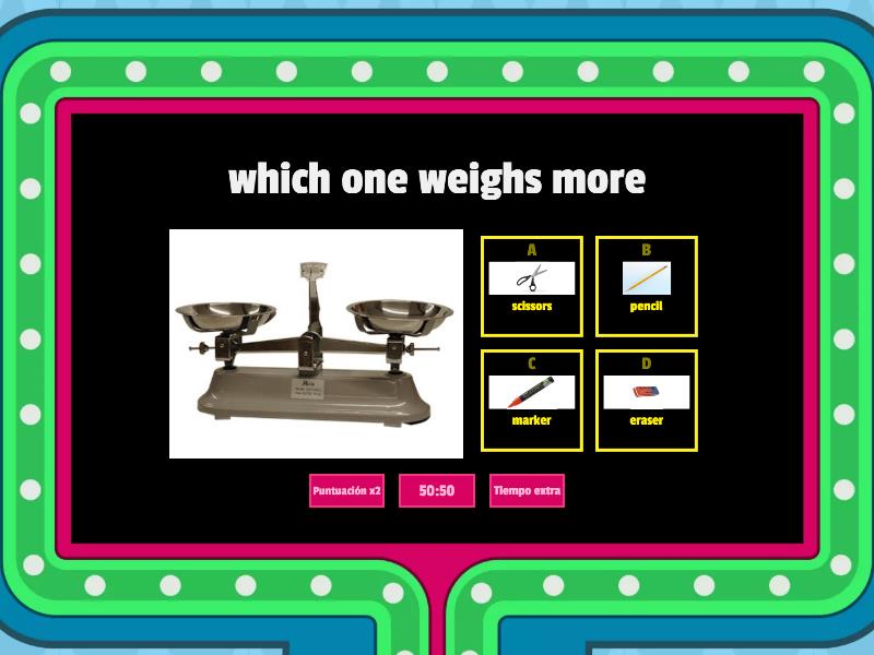 Which one weighs more and which one weighs less? - Gameshow quiz