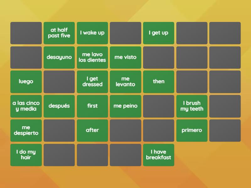 Year 8 Mi rutina diaria - Parejas