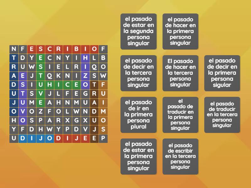 con verbos en el pasado - Sopa de letras