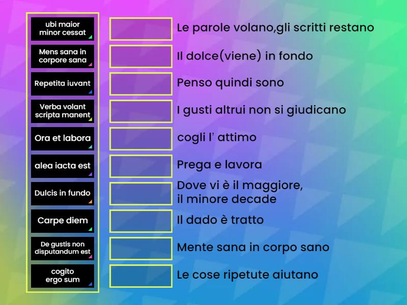 MODI DI DIRE IN LATINO - Match up