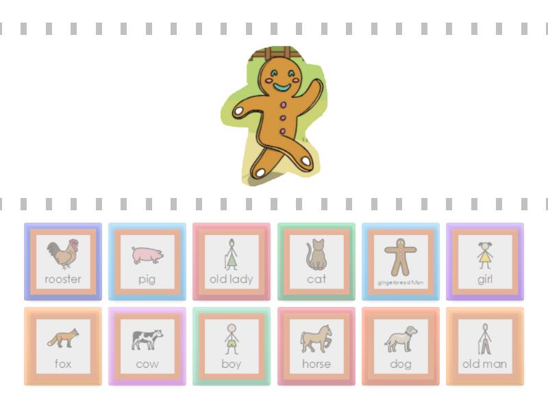 PF The Gingerbread Man characters - Find the match