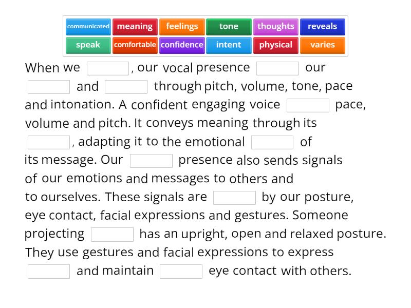 The power of the voice and body language - Complete the sentence
