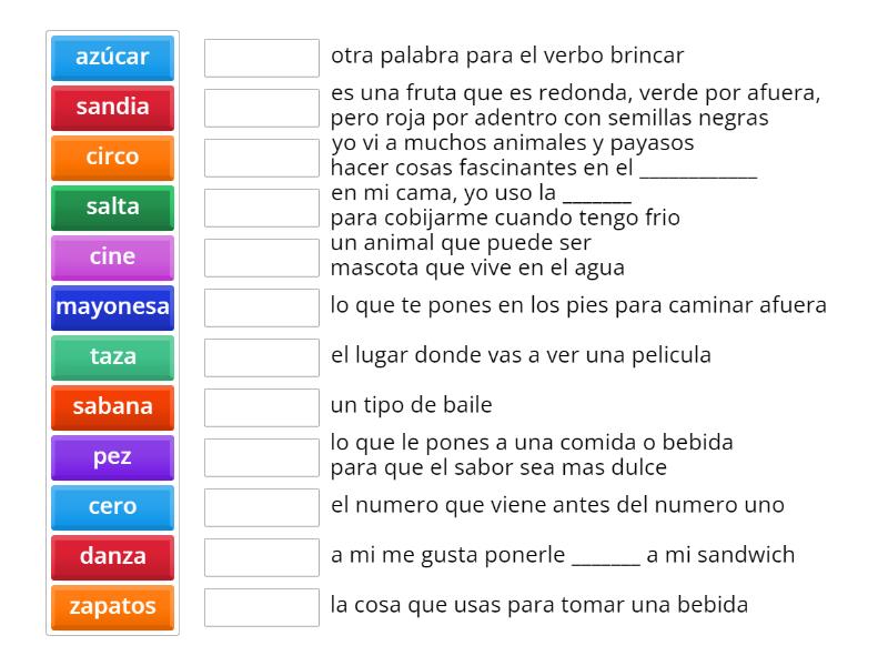 Grupo 2 - Palabras con s, c, z - Match up