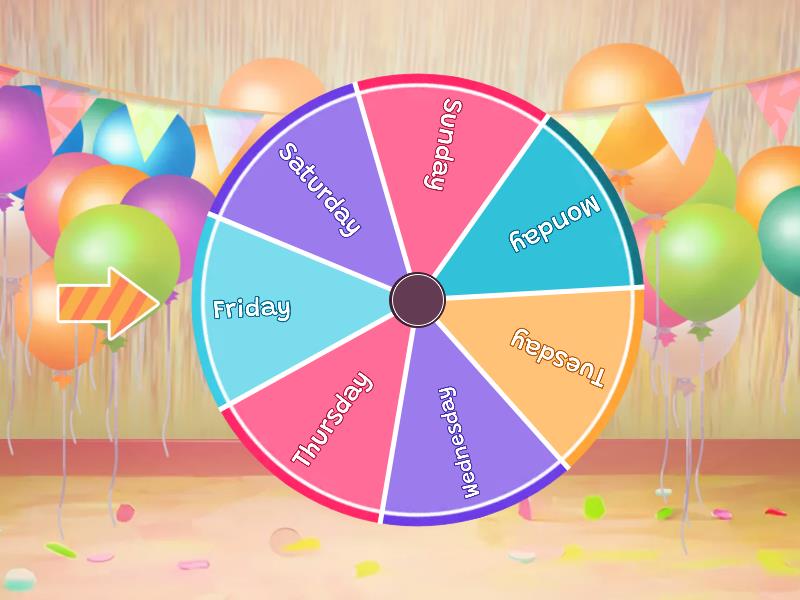 Days of the week - Spin the wheel