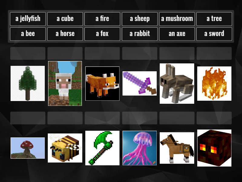 Minecraft words 1+2 mix match - Match up