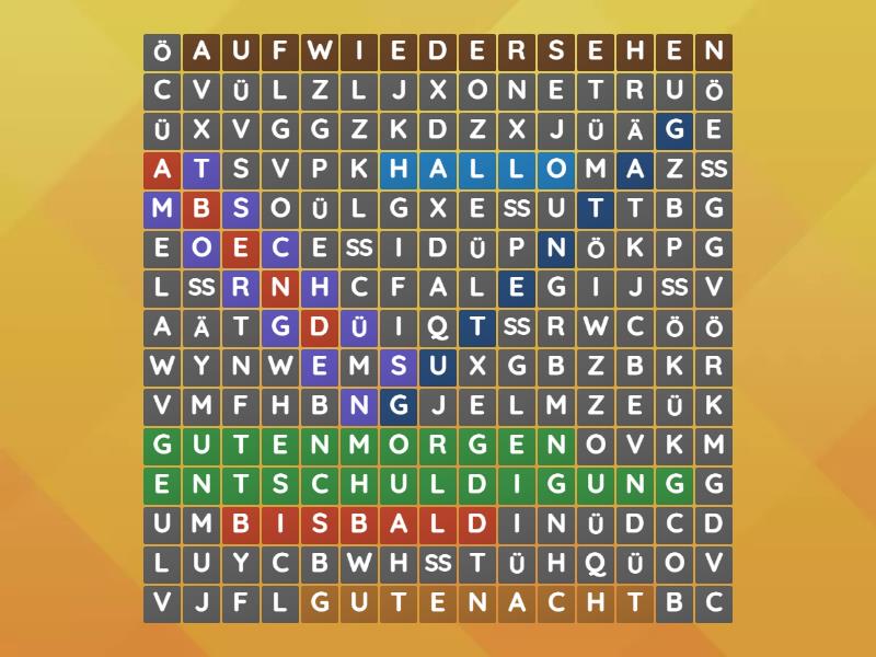 2. Suchsel 1: Hallo! Finde 10 Wörter - Wordsearch