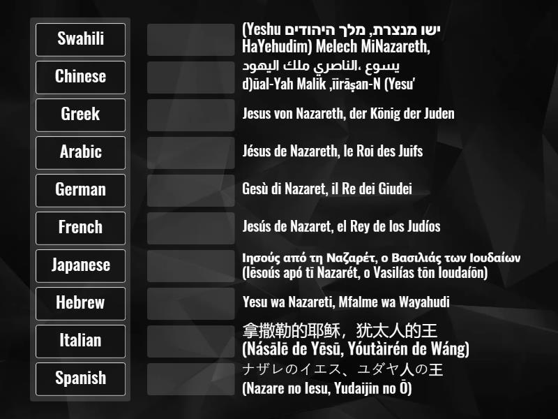 Match the Language Name with the Correct Translation of the Phrase ...