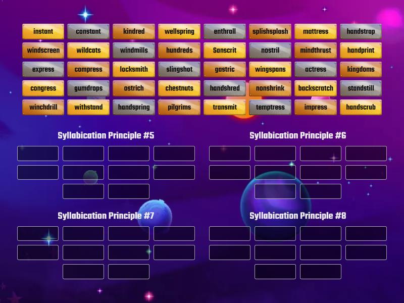 Wilson Reading System - Syllabication Principles #5-8 - Group sort