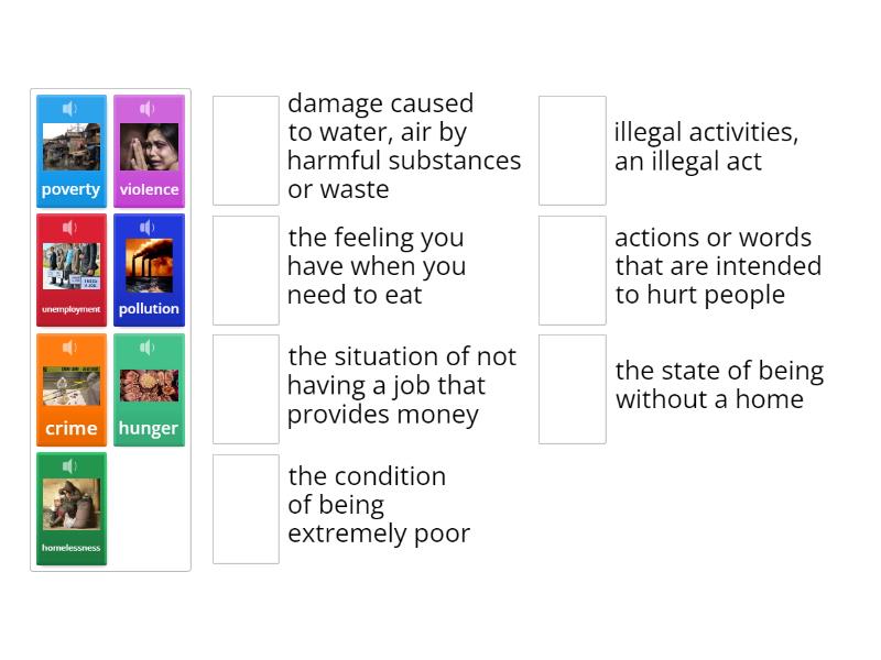 GW A2 Unit 8 Social problems - Match up