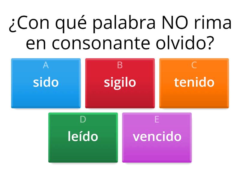 Palabras que no riman - Quiz