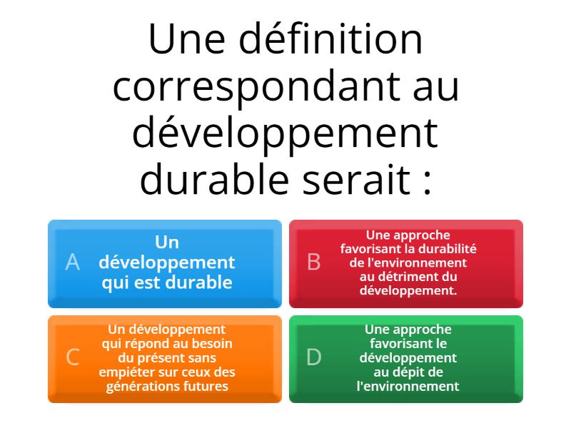 Développement Durable - Quiz
