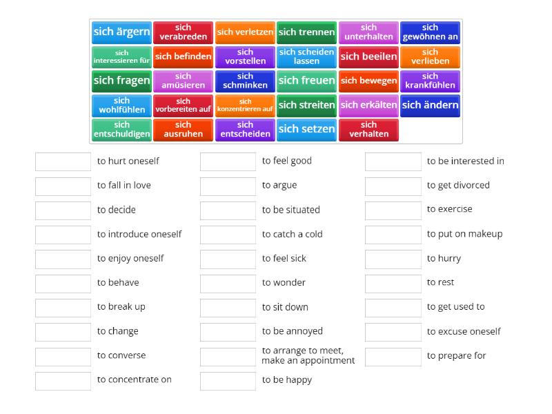 Common accusative reflexive verbs - Match up