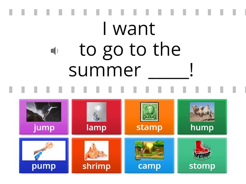 The Word Family: AMP, OMP, UMP, IMP_K3_ACT - Find the match