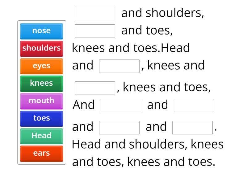 Fun Park lesson 4- Head and shoulders song - Complete the sentence