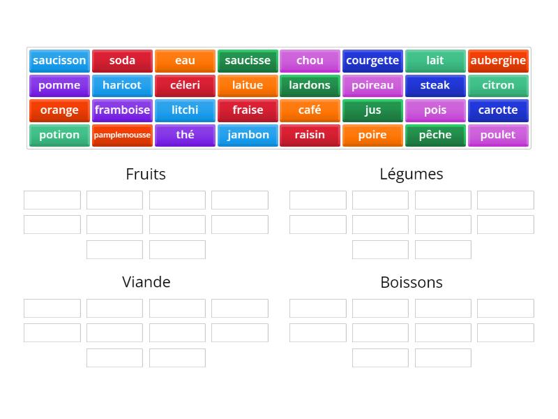 J&A - Classement des aliments - Group sort