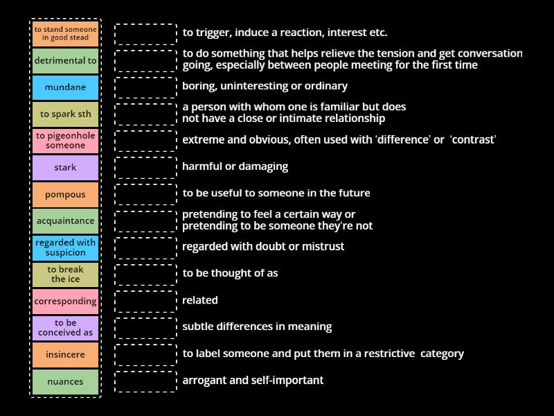 Revision - Cultural behaviour in business - Vocabulary - Match up