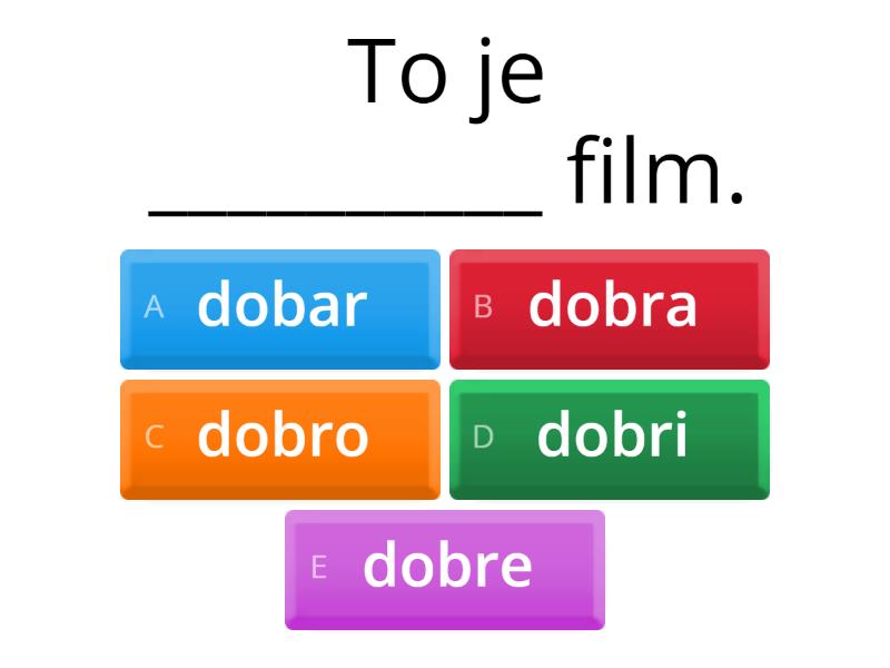 Adjectives - Pridevi - Quiz