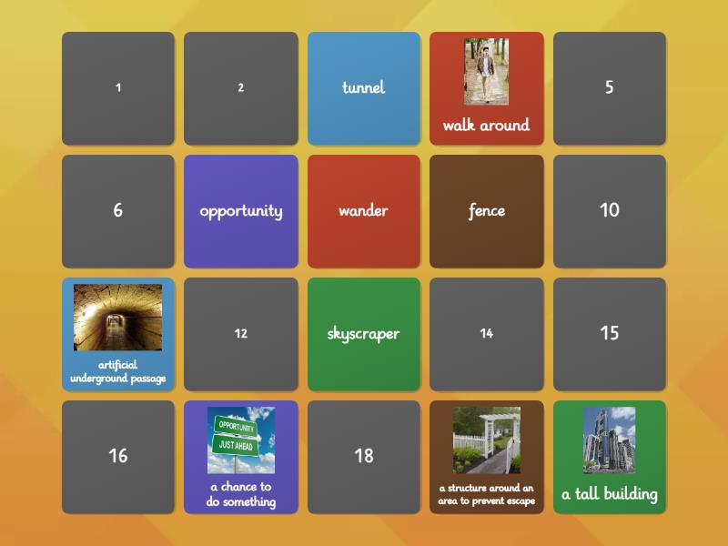 Going places - New vocabulary and phrases learned - Matching pairs