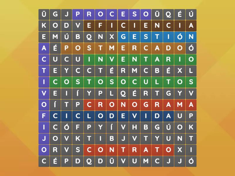 Gestión de la Tecnología - Sopa de letras