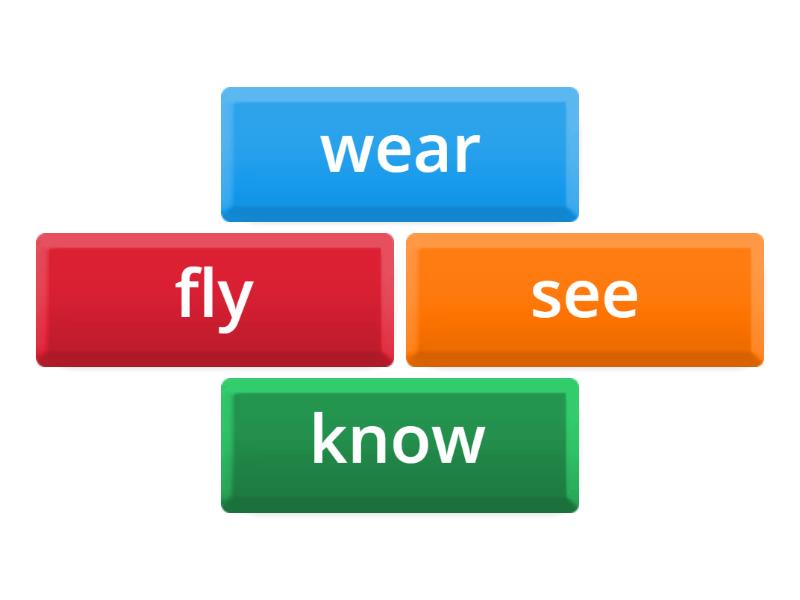 IRREGULAR VERBS: fly, know, wear, see - Flip tiles