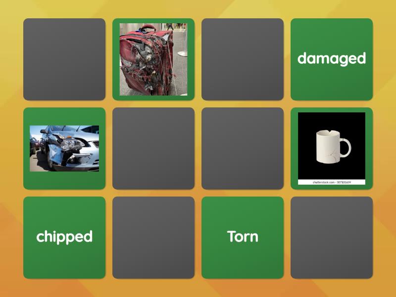 past participle as adjectives - Matching pairs