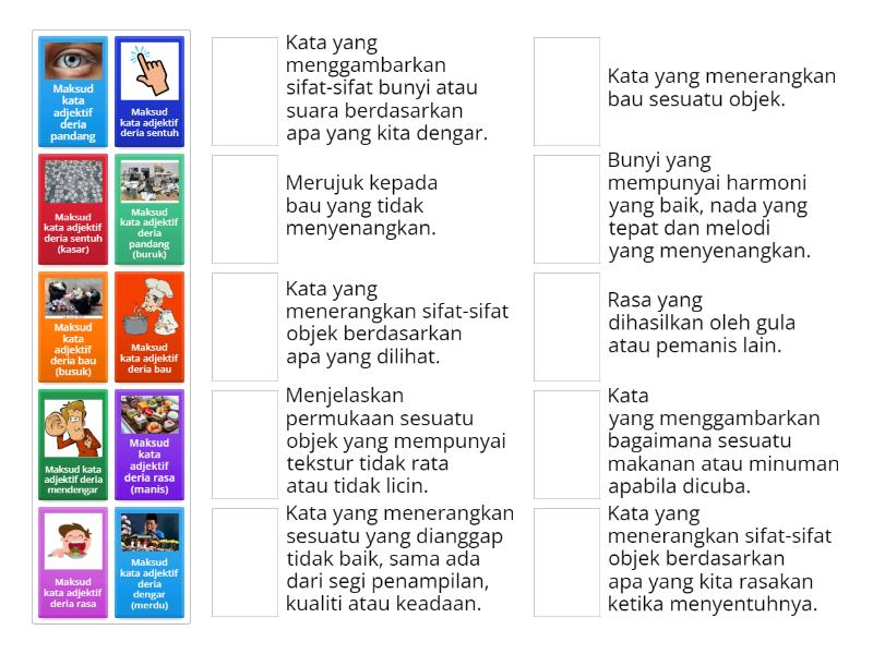 PADANAN MAKNA KATA ADJEKTIF PANCAINDERA - Match up