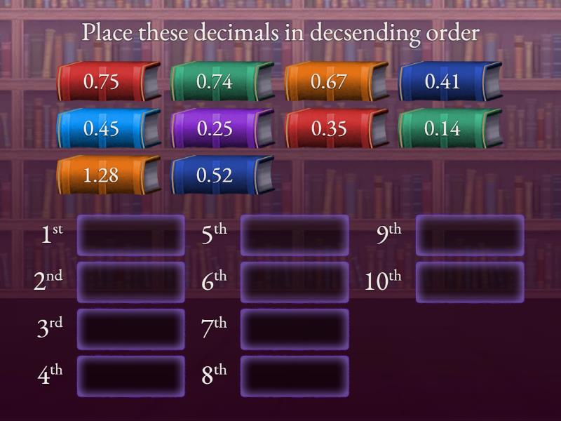 Ordering decimals - Rank order