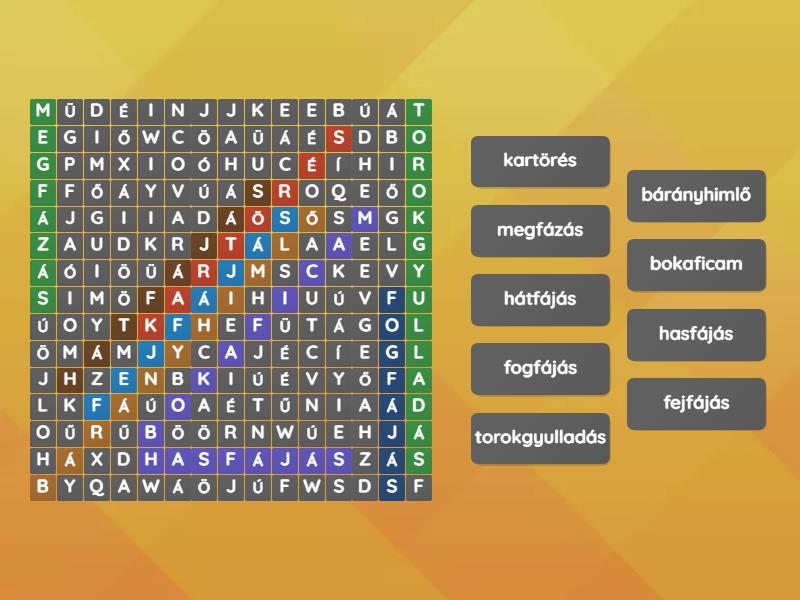 Betegségek - Wordsearch