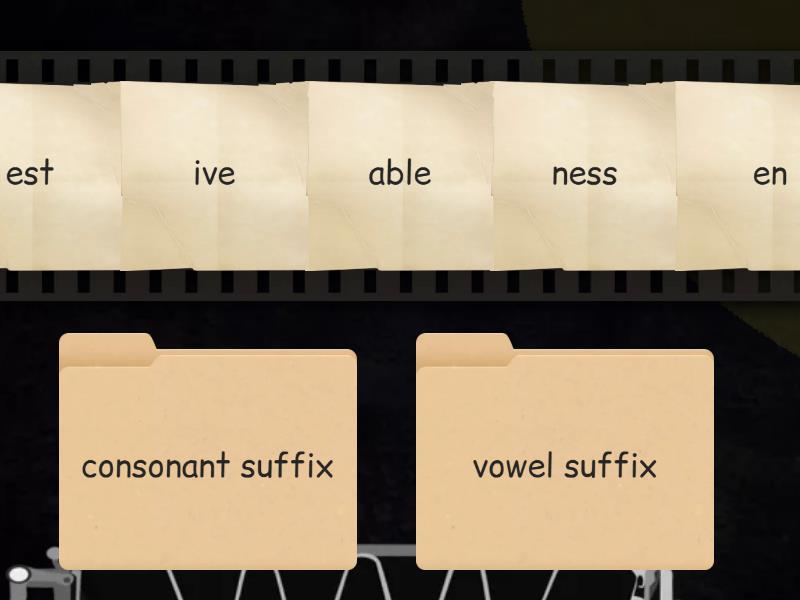 Suffix speed sort - consonant vs vowel suffixes - Speed sorting