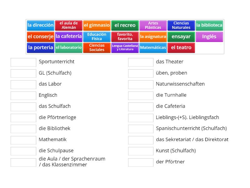 Die Schule - el colegio - Match up