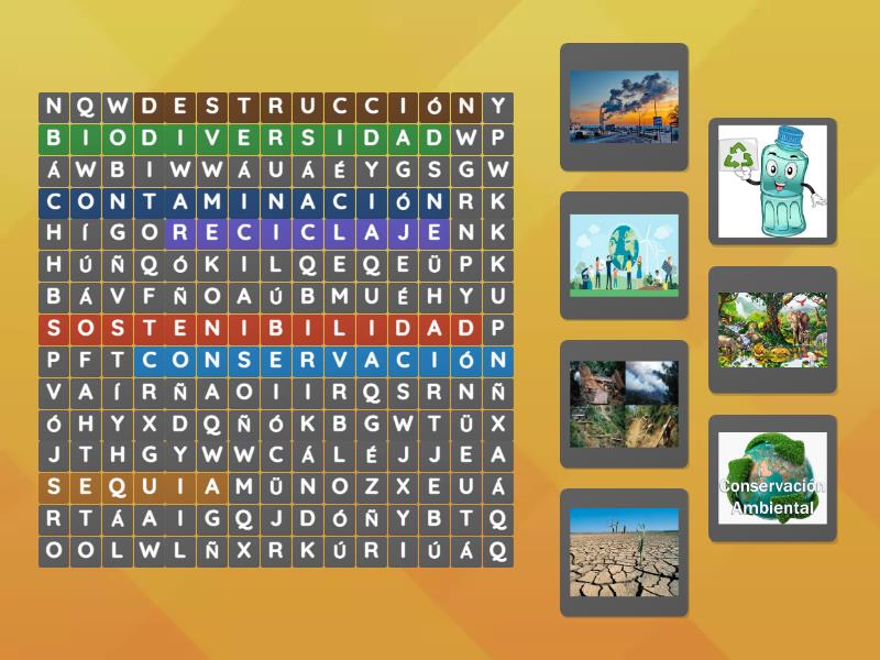 Impacto ambiental - Sopa de letras