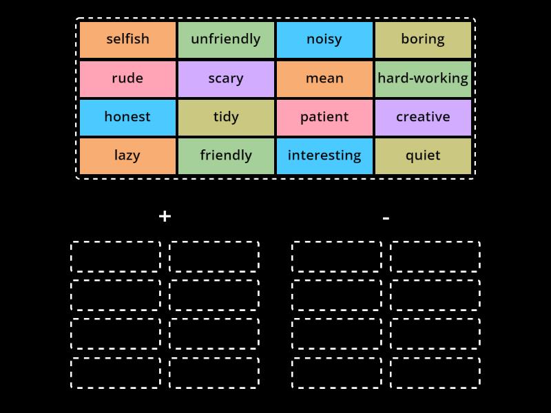 personality adjectives - Group sort