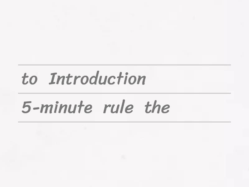 The Five-Minute Rule - Unjumble