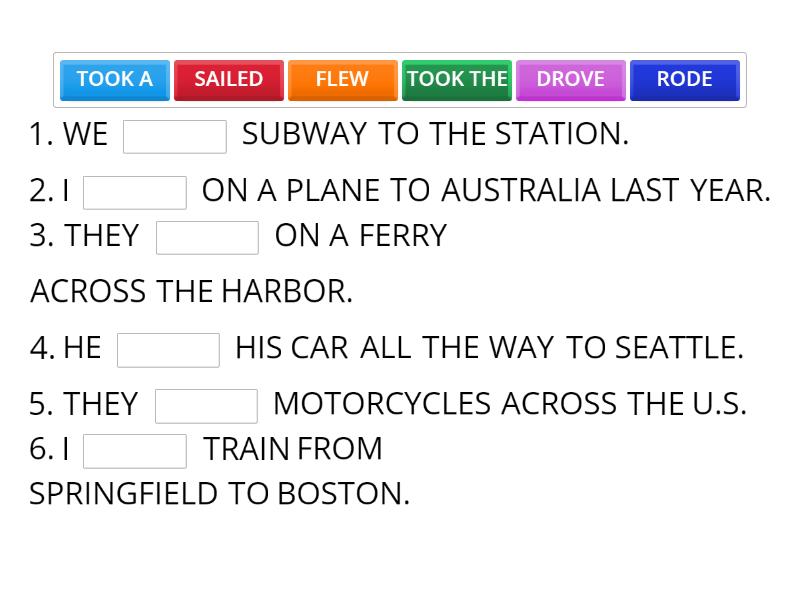 Metro 1 meio L17 Transportaion - Complete the sentence