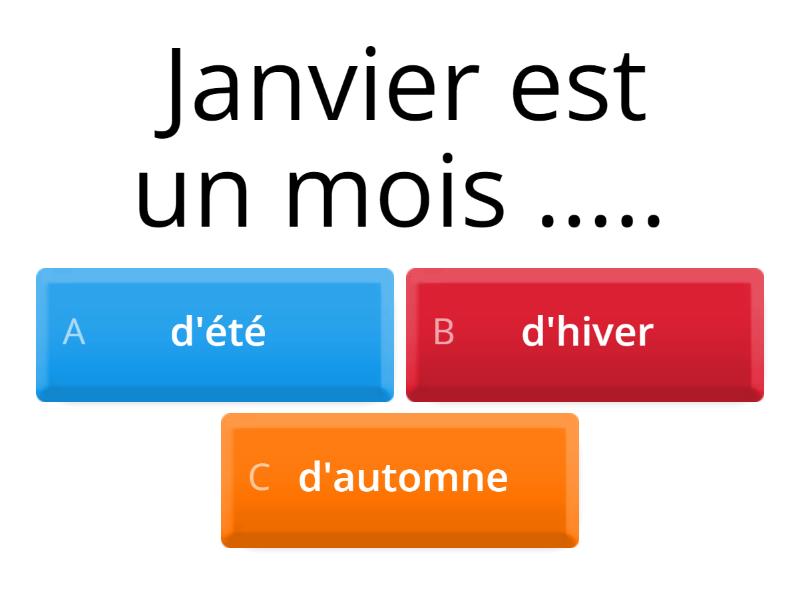 Test de evaluare - Les mois de l'annee - Quiz