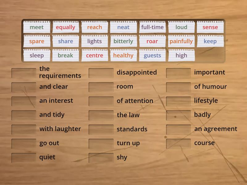 Focus 4 Unit 2.7 Collocations - Сопоставить