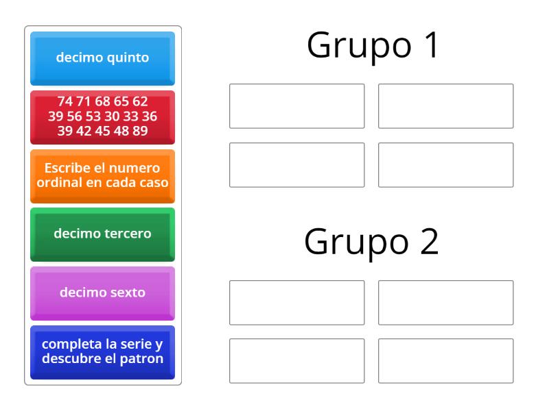 los numeros ordinales - Group sort